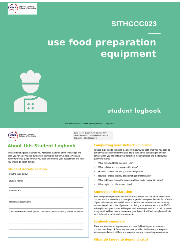 Student Logbook for Food Preparation Skills | PDF | Knife | Salad