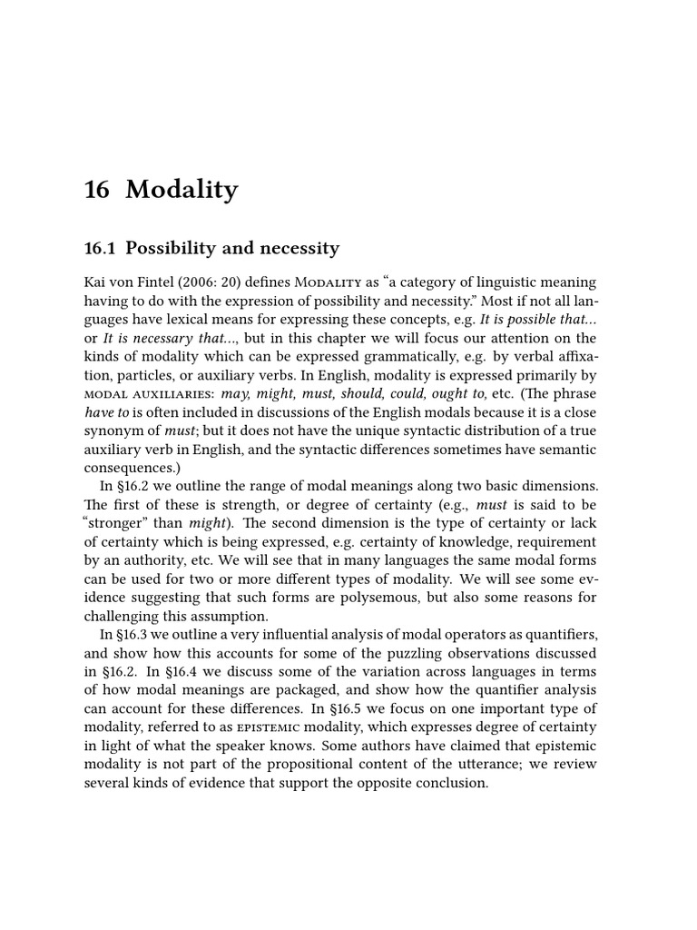 5. Modality (Kroeger 2018) | PDF | Modal Logic | Linguistics