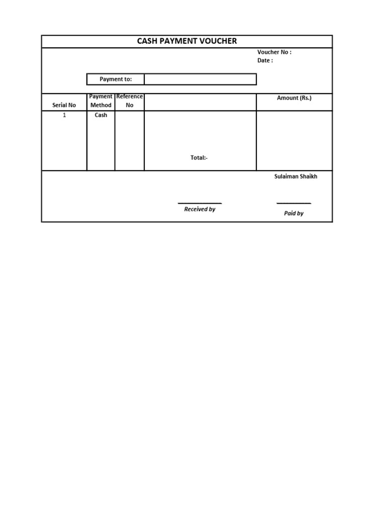 Cash Payment Voucher Template | PDF