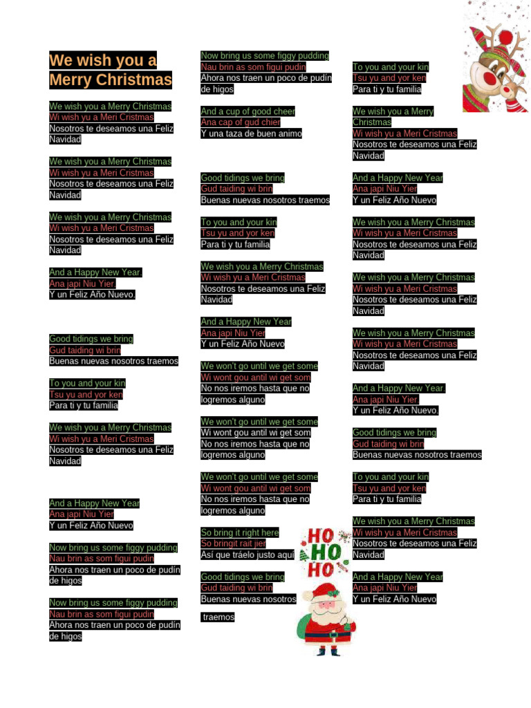 Canción 1. - We Wish You A Merry Christmas | PDF | Música tradicional ...