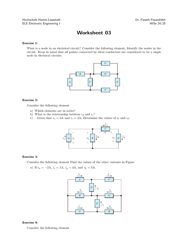 Worksheet 03 Kirchhoffs Current and Voltage Laws | PDF | Electrical ...