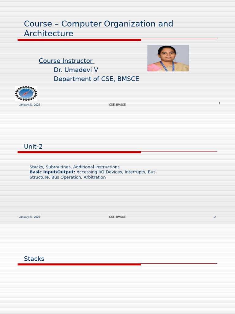 Unit 2 Hod PptCOA | PDF | Input/Output | Central Processing Unit
