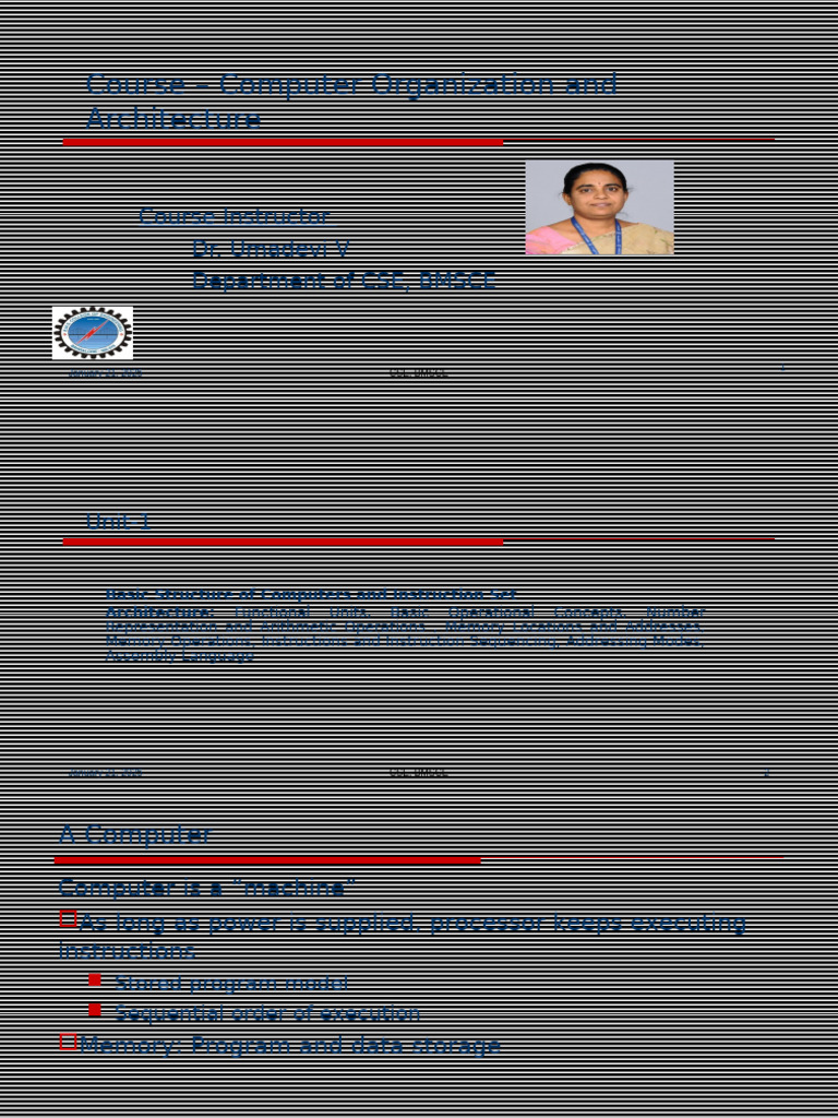 Unit1 Basic Structure of Computer HOD NOTES | PDF | Computer Data ...