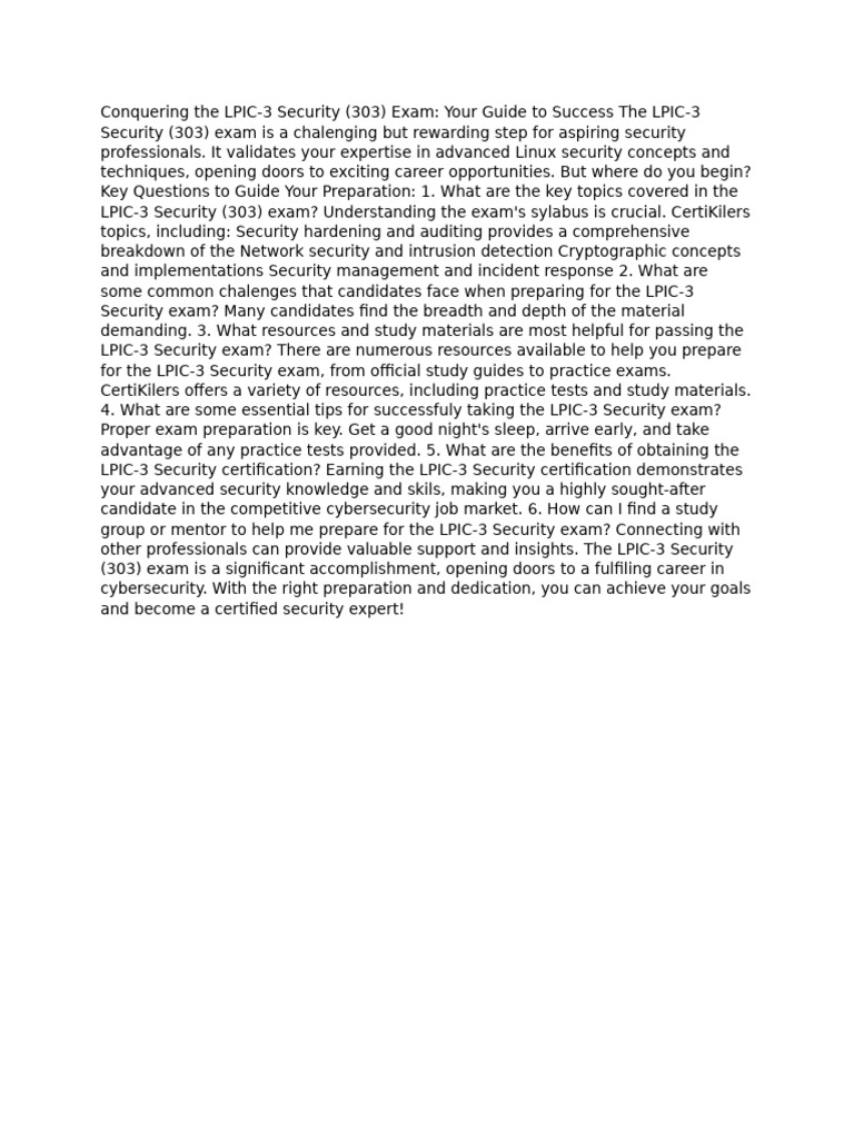 Conquering The LPIC | PDF