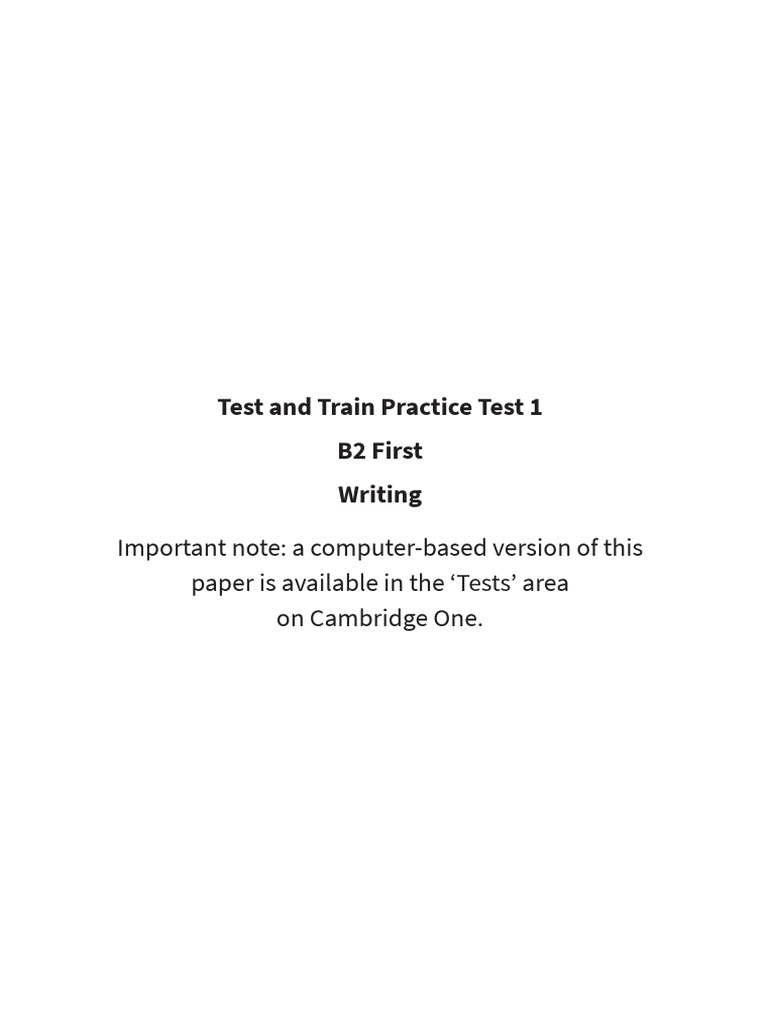 Test and Train Practice Test B2 First Writing sample answers and ...