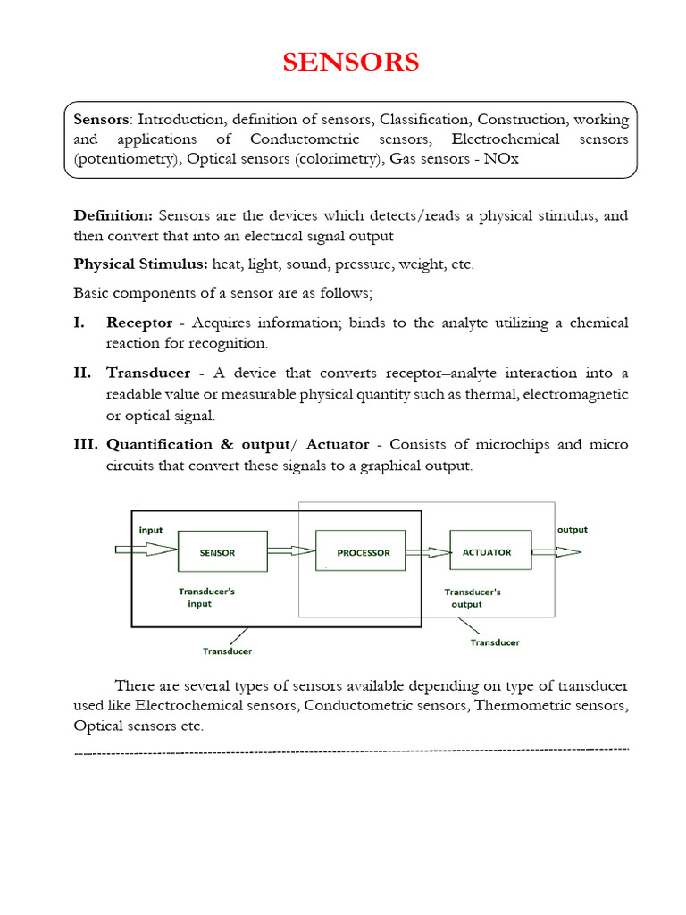 Unit 5_Sensors_CS cluster | PDF | Sensor | Chemistry