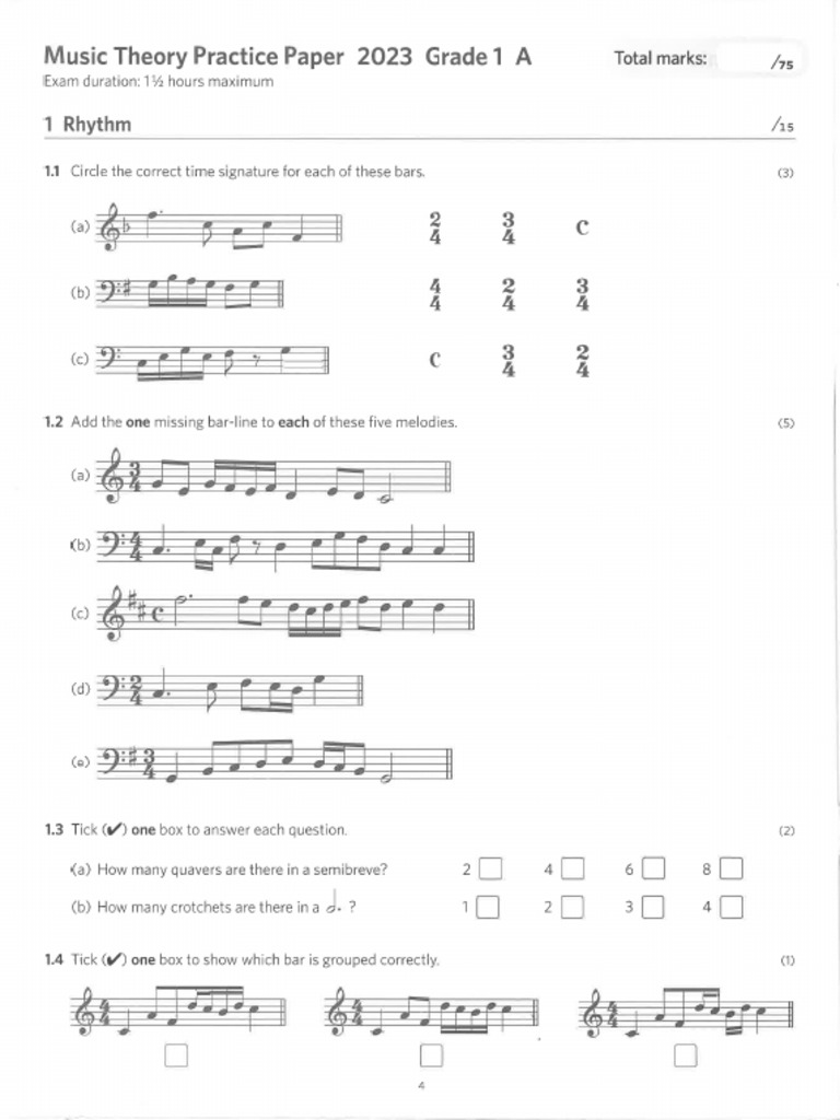 ABRSM Grade 1 - Practice Paper-4 | PDF