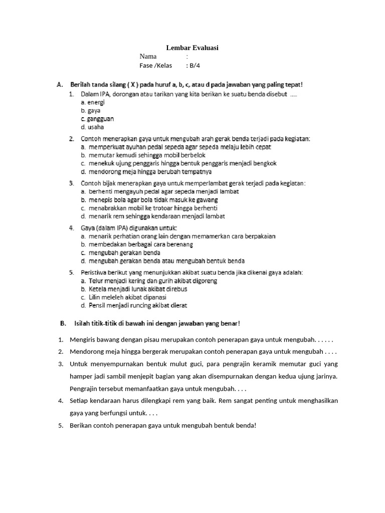 Lembar Evaluasi | PDF