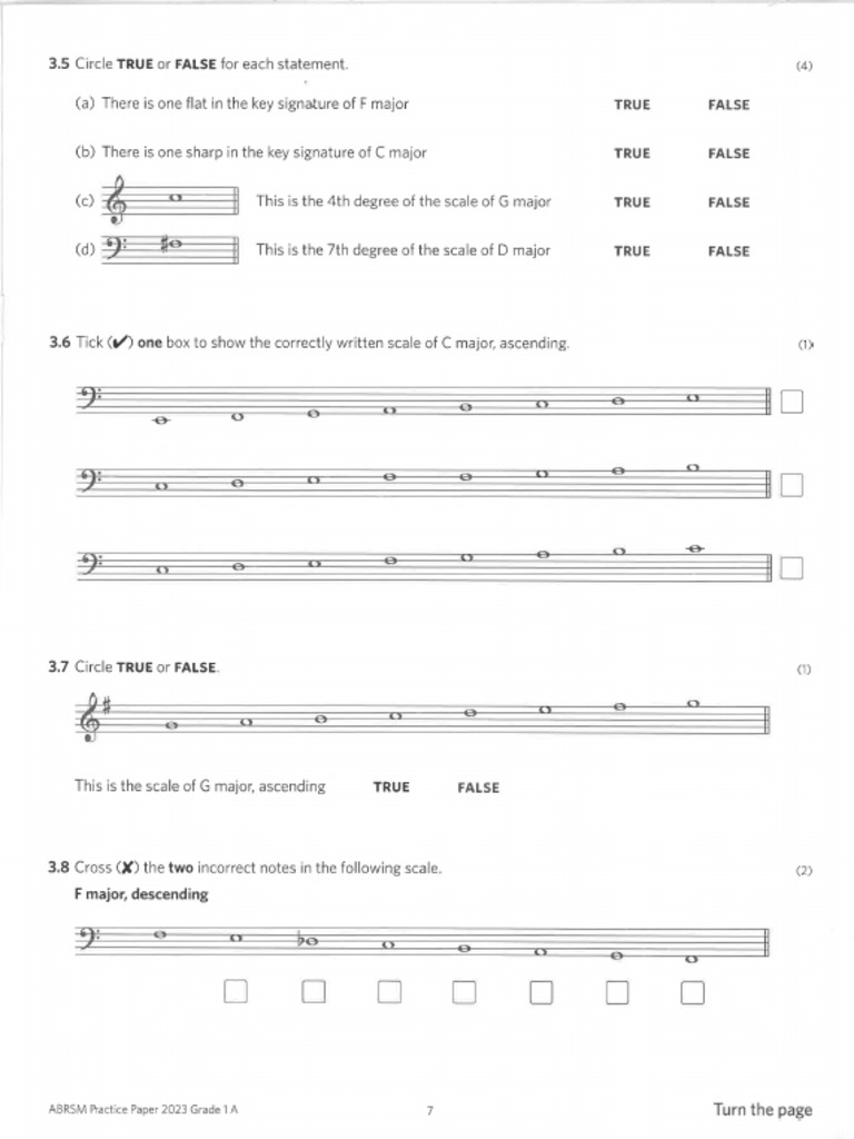 ABRSM Grade 1 - Practice Paper-7 | PDF