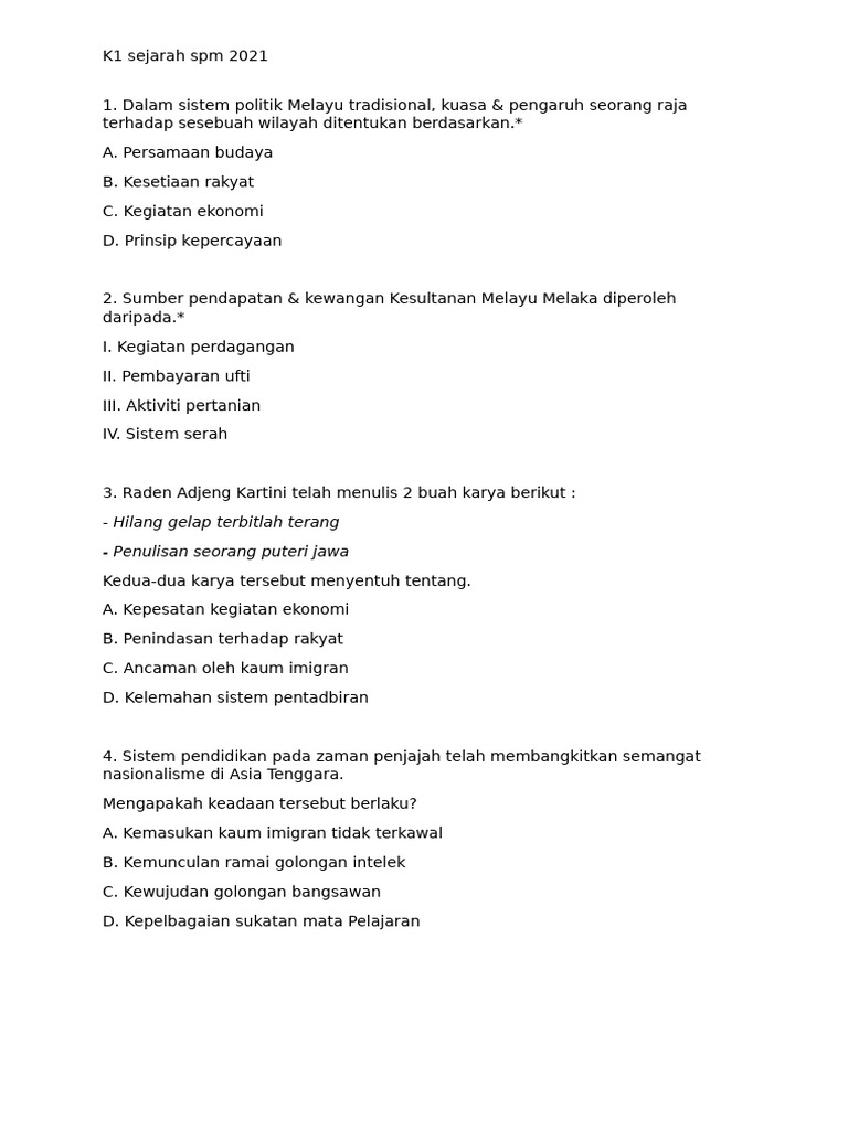 k1 sej spm 2021 | PDF