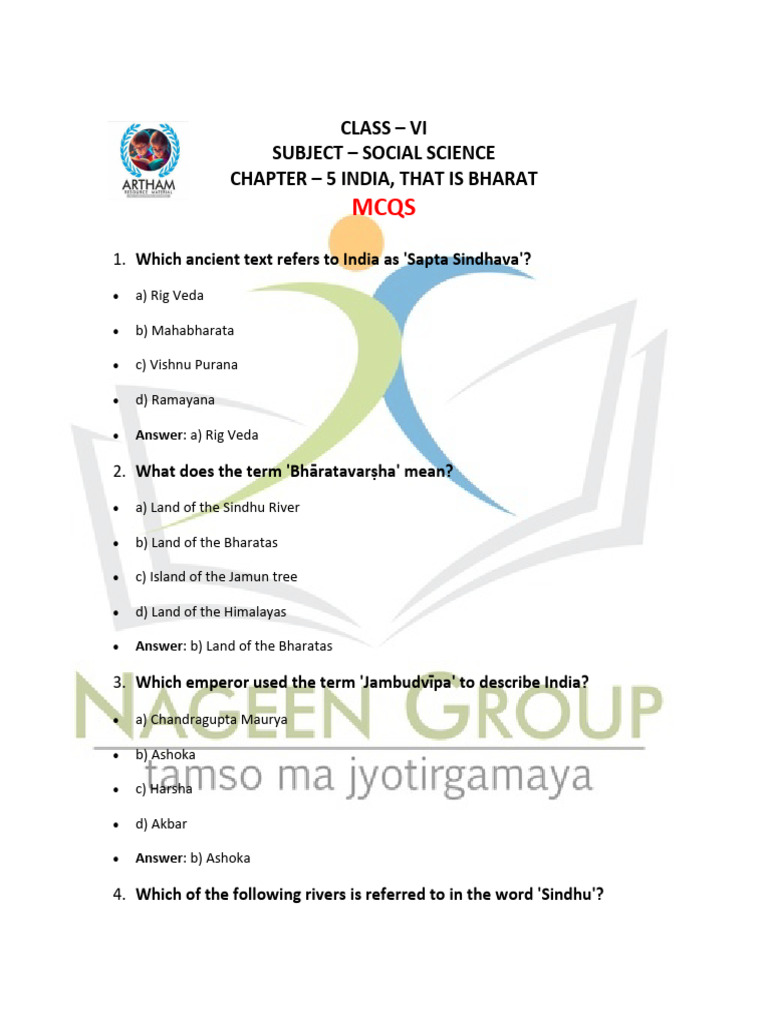 Class-6 CH-5 Social Science Worksheet | PDF