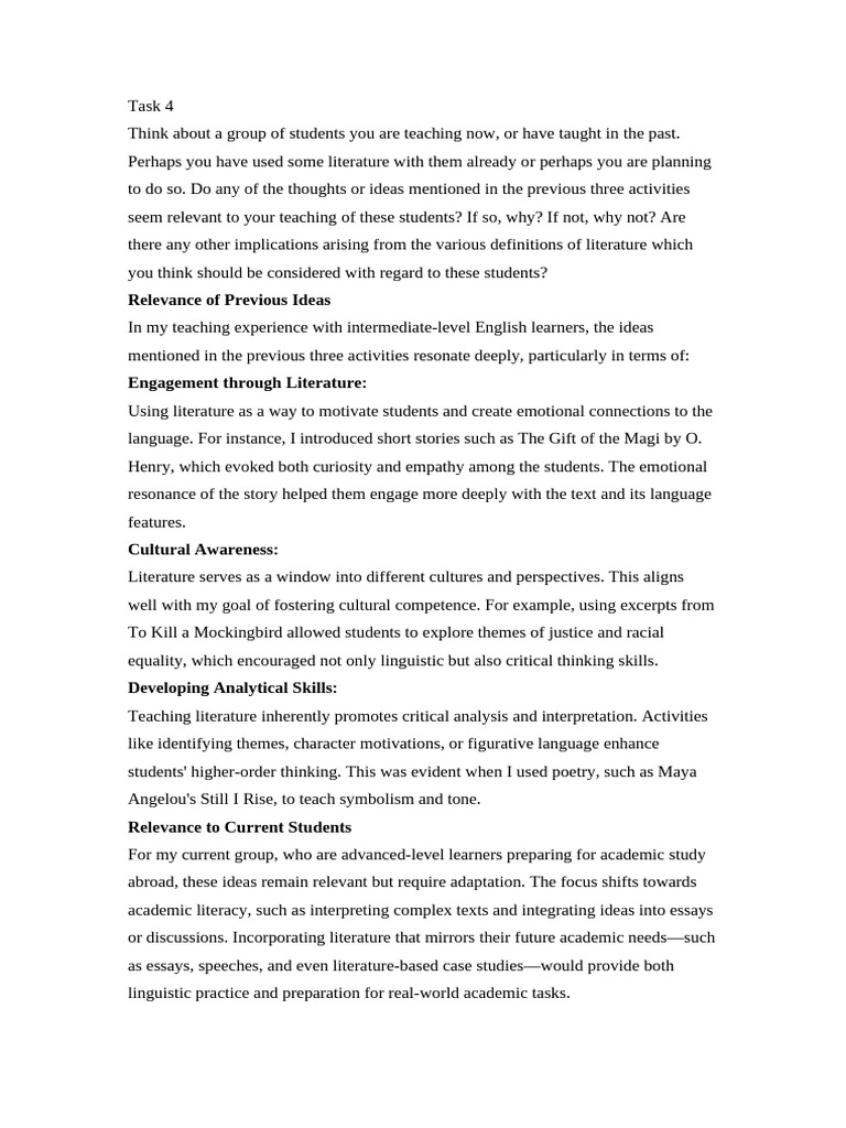 Teaching Literature to English Learners | PDF | Narrative | Thought