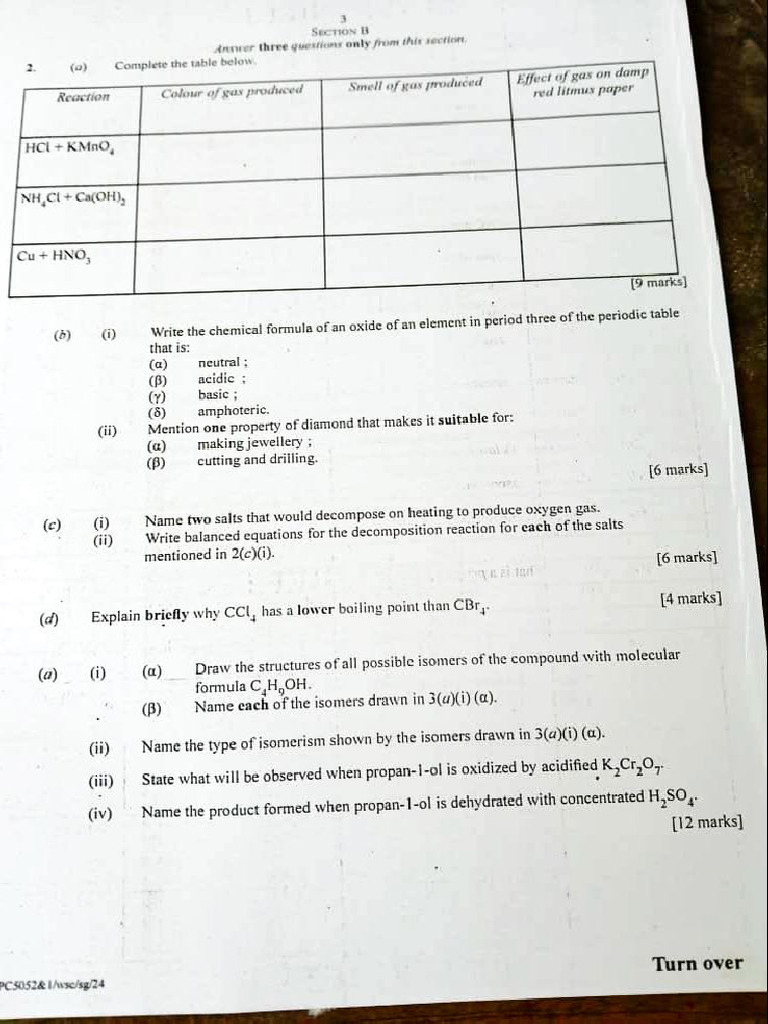 Chemistry (Essay & OBJ) - NOVDEC 2024 | PDF