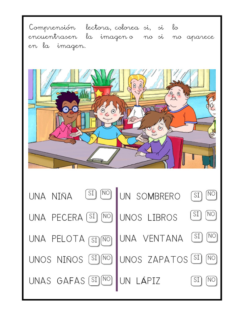 Comprensión Lectora de Palabras Si No May | PDF