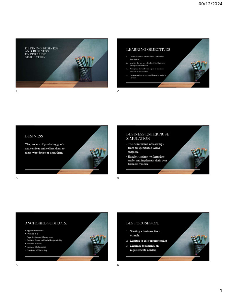 1 Defining Business and Business Enterprise Simulation 1 | PDF ...