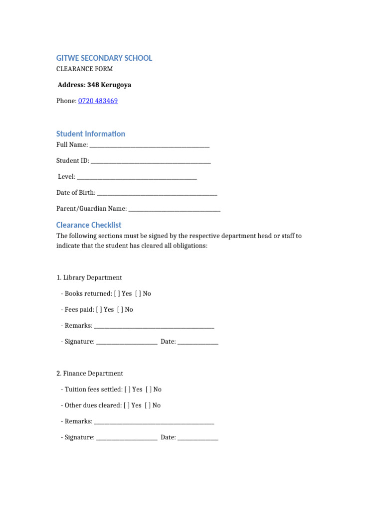 High_School_Clearance_Form 3 | PDF