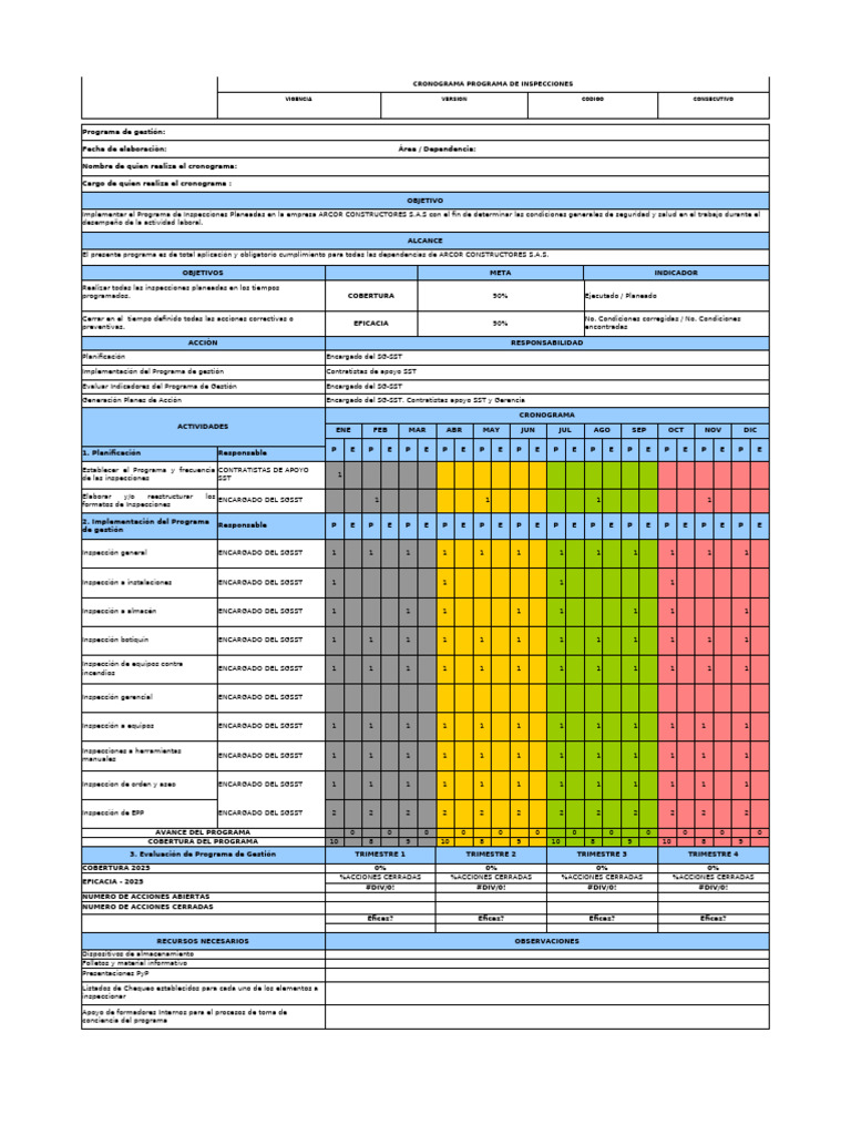 Cronograma Programa de Inspecciones | PDF | Informática