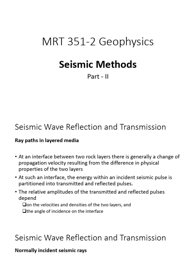 05) Applied Geophysics - Seismic II | PDF | Seismology | Reflection ...