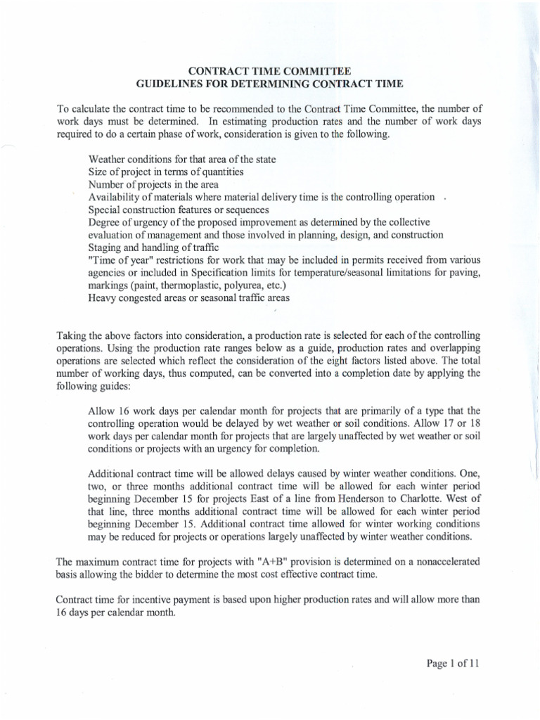 06 Guidance For Determining Contract Times | PDF