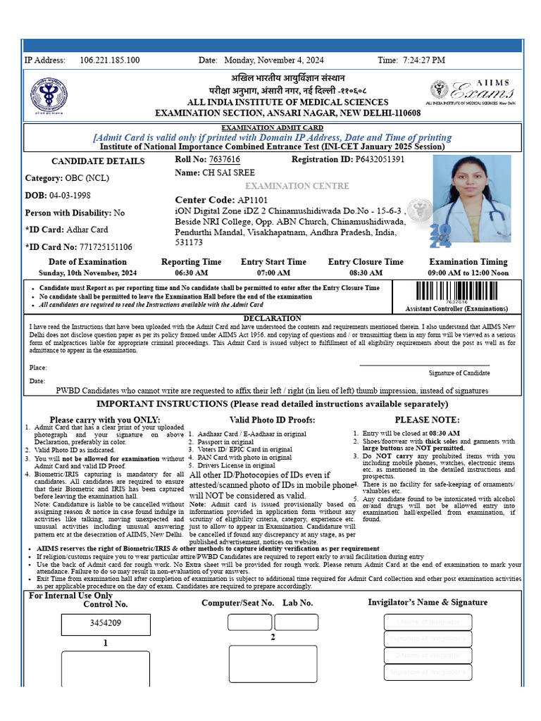 Admit Card | PDF | Identity Document | Access Control
