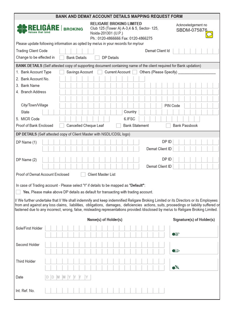Bank and Demat Account Update Request | PDF | Banks | Financial Services