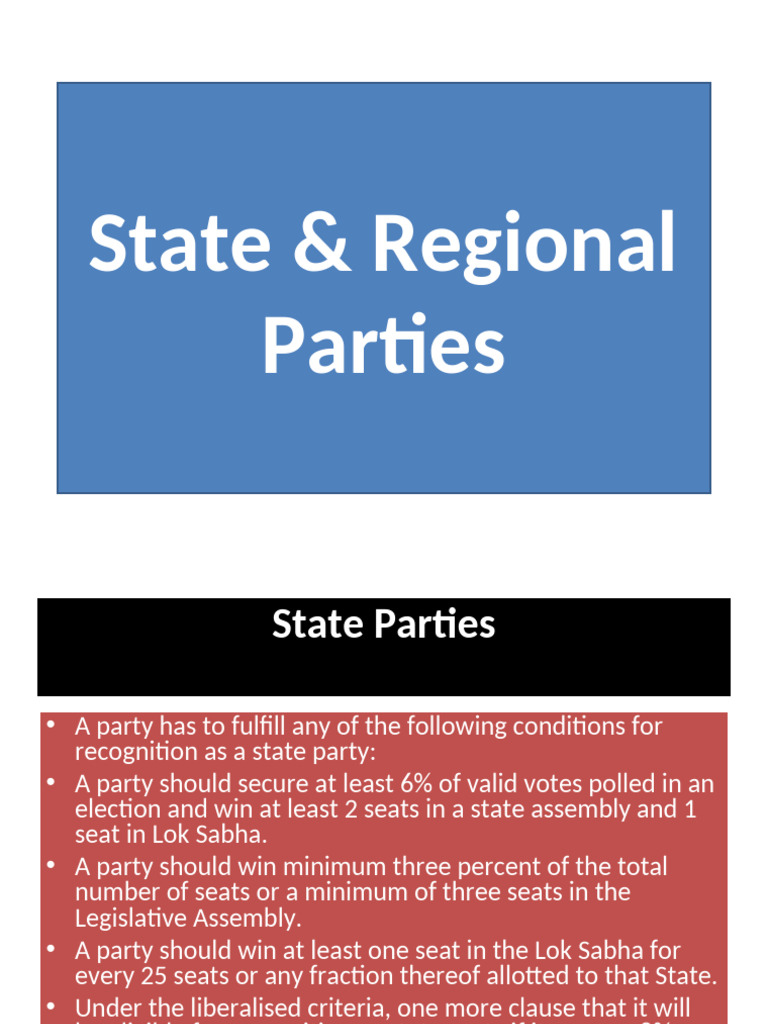 State and Regional Political Parties in India | PDF | Political Parties ...
