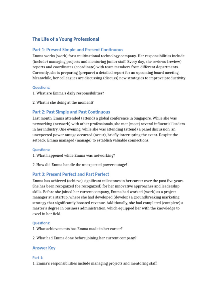 Emma's Career Journey: Key Milestones | PDF