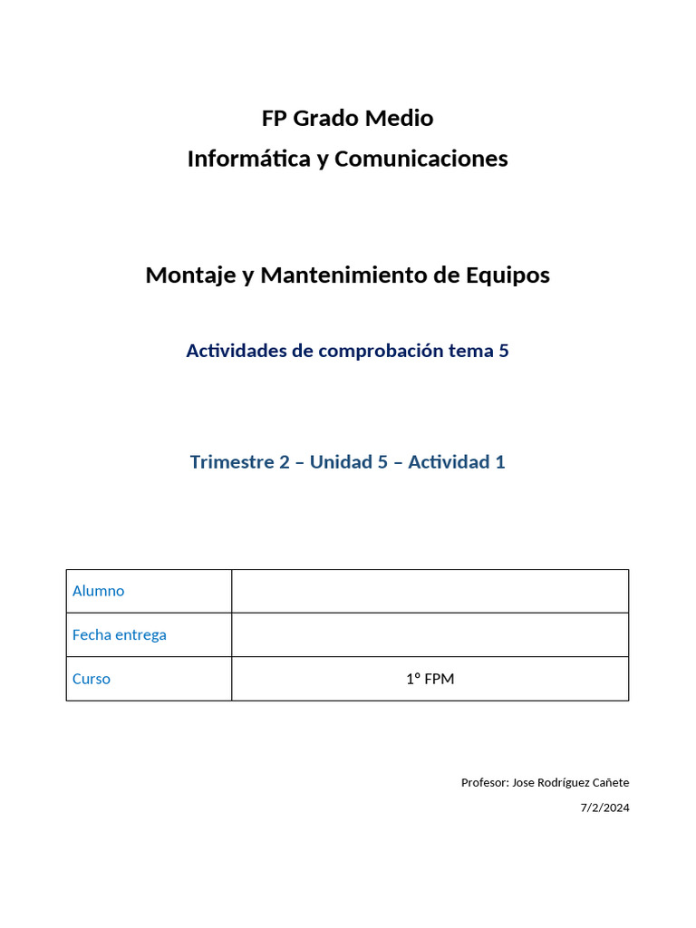 Act T2 U5 01 Tema 5 Comprobación | PDF