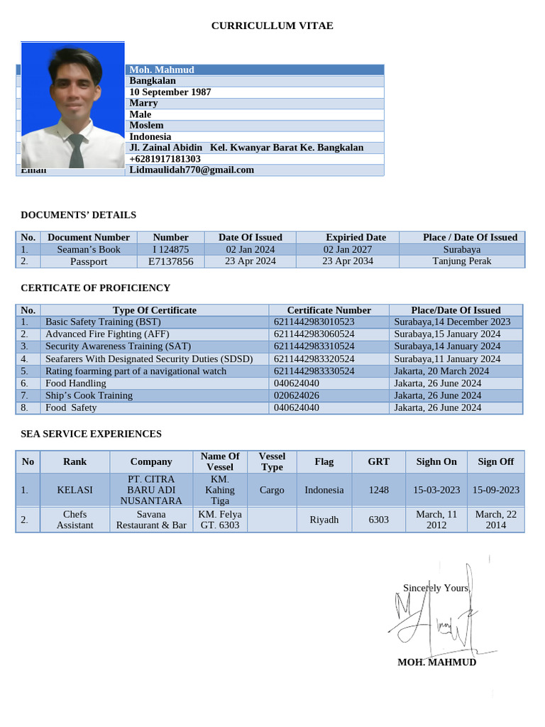 CURRICULLUM VITAE Mahmud | PDF | Transport | Water Transport