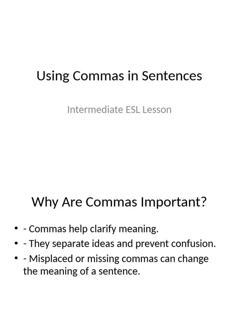 Mastering Comma Usage in ESL | PDF
