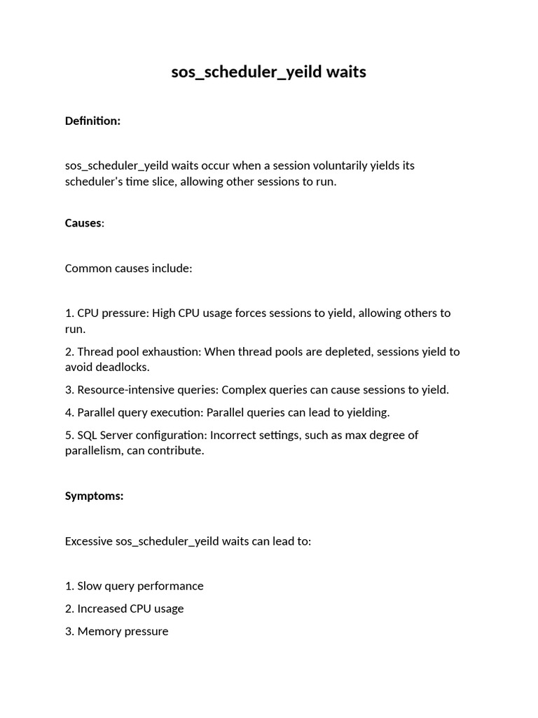 Optimize SQL Server sos_scheduler_yield | PDF