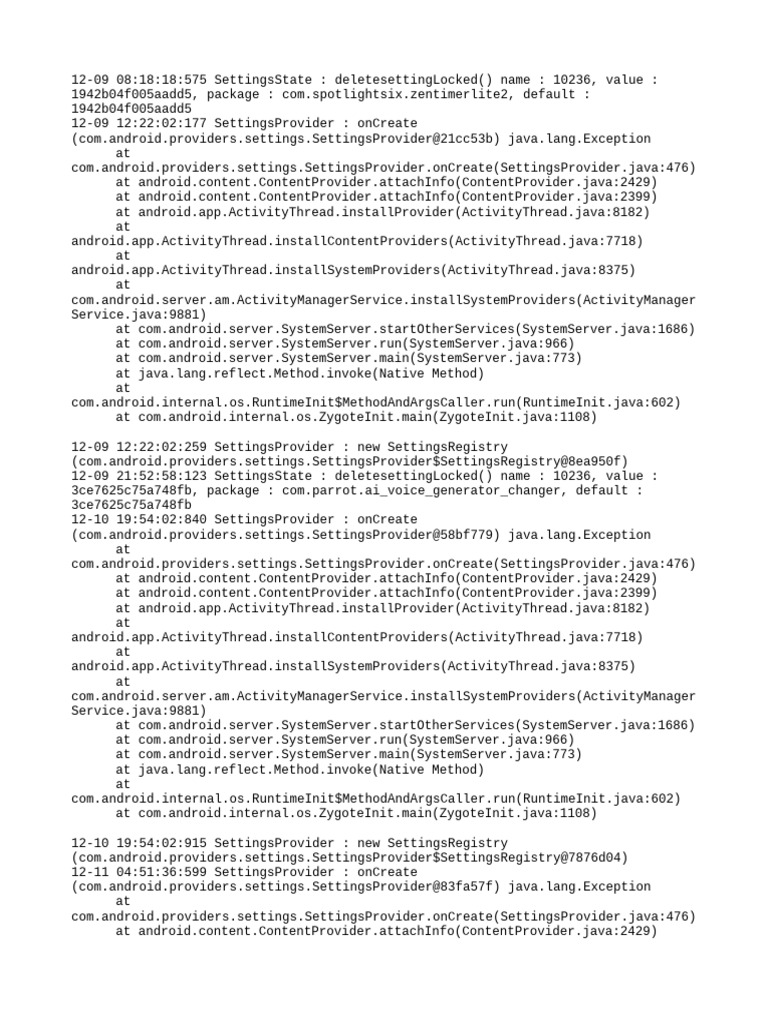 Settingsprovider Pdf Java Programming Language Computing 7698