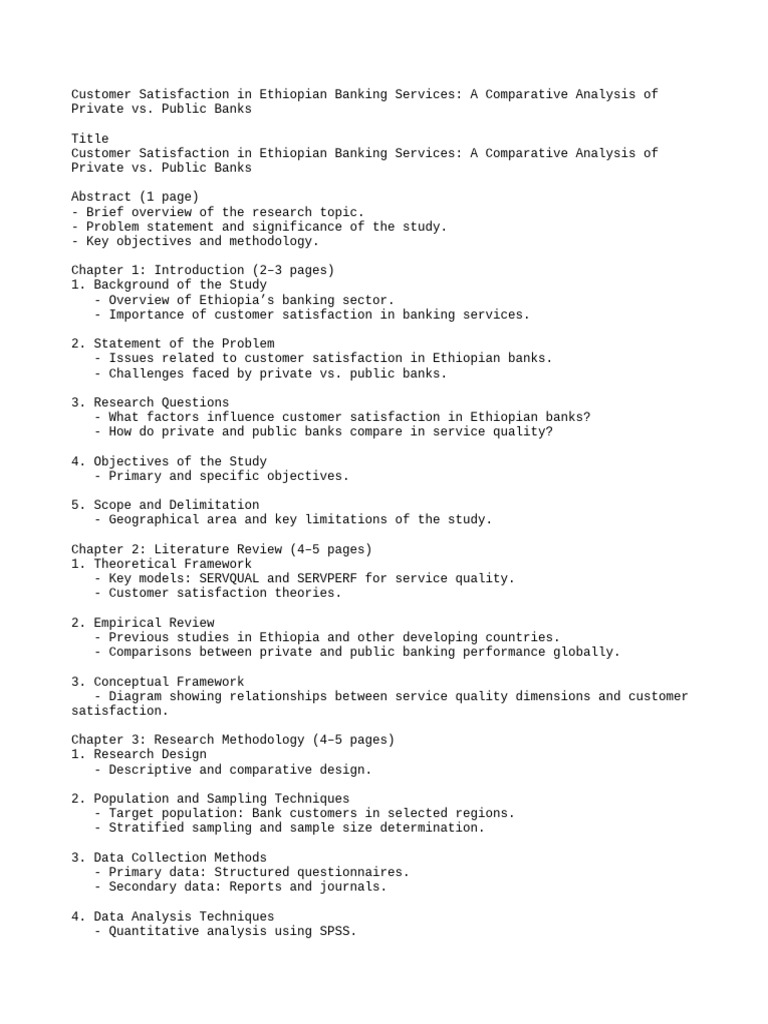 Ethiopian Banking Proposal Outline | PDF | Customer Satisfaction ...