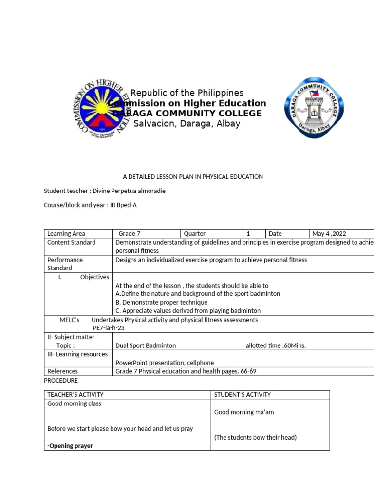 LESSON-PLAN-P.E-demo-teaching | PDF