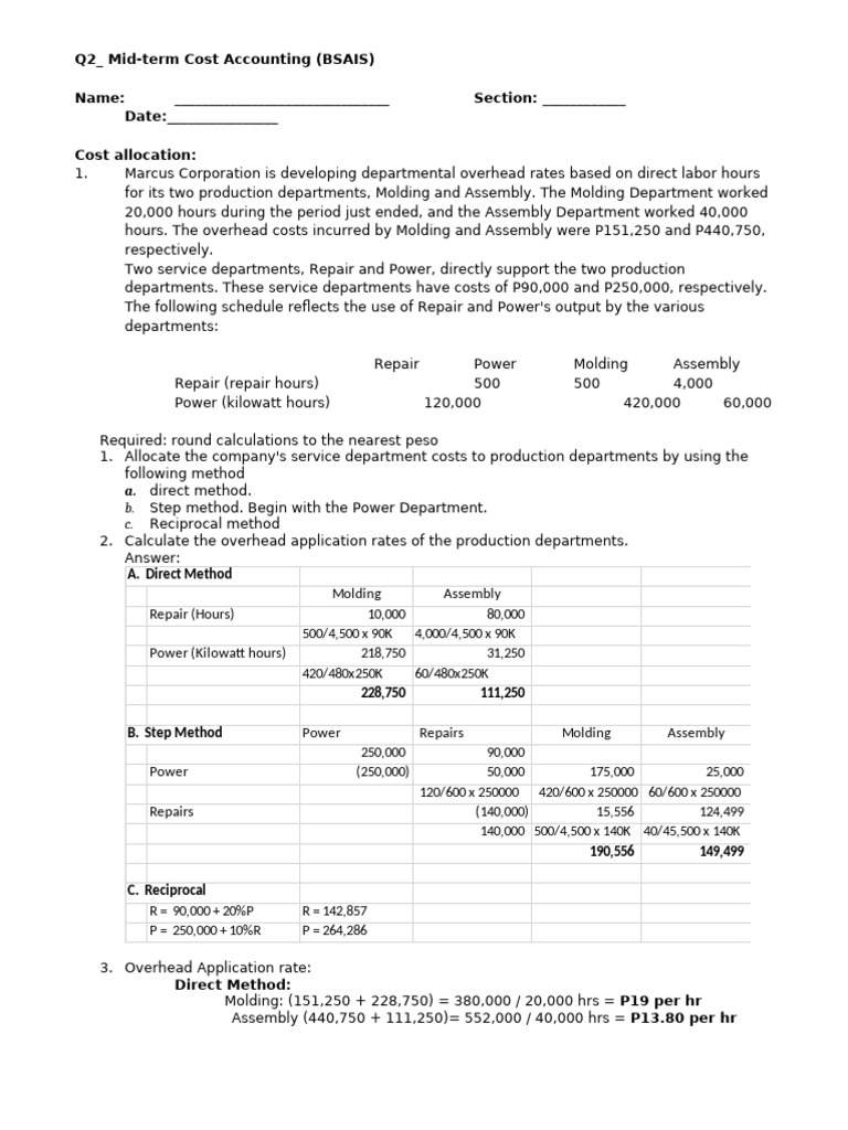 Q2 Midterm Cost BSAIS | PDF | Financial Economics | Management Accounting