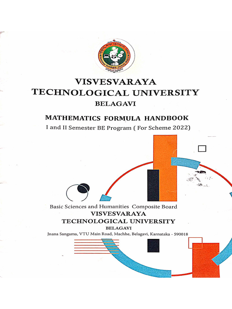 Mathematics Formula Handbook - I & II ND Sem PDF | PDF