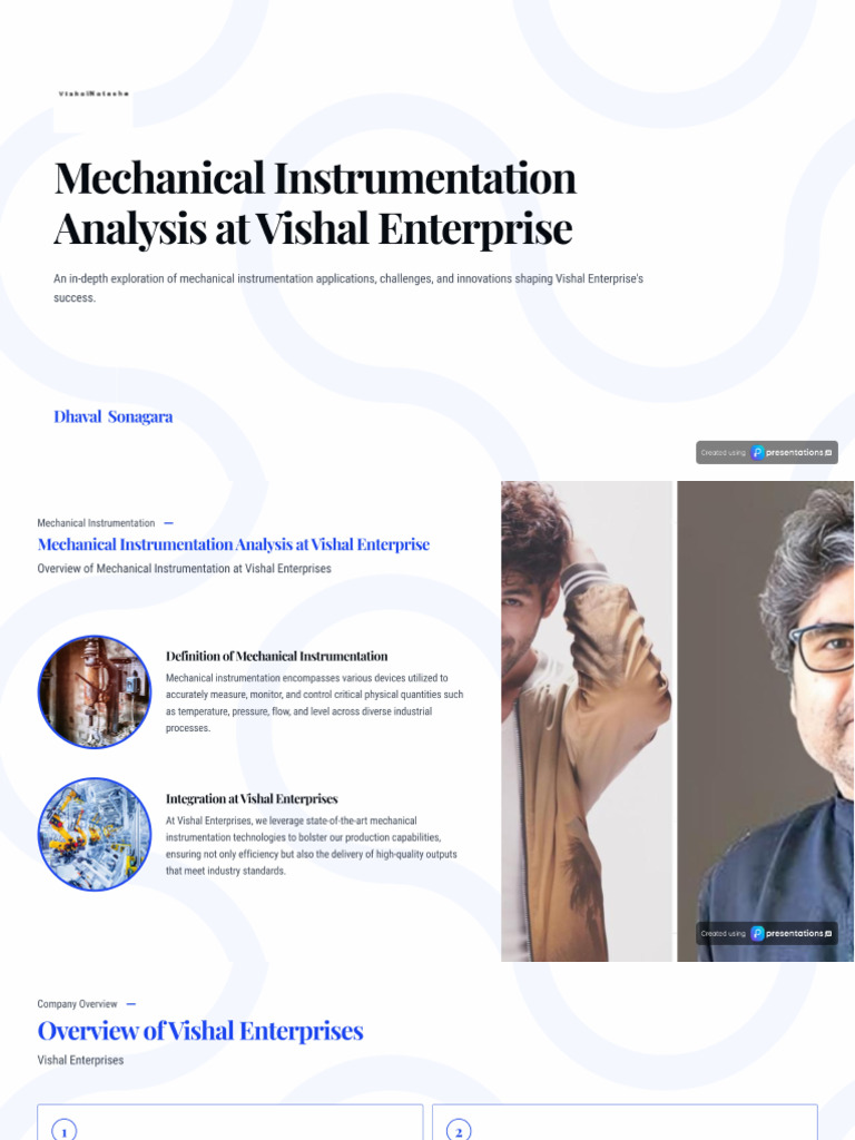 Mechanical Instrumentation Analysis at Vishal Enterprise | PDF