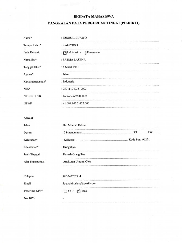 BIODATA | PDF