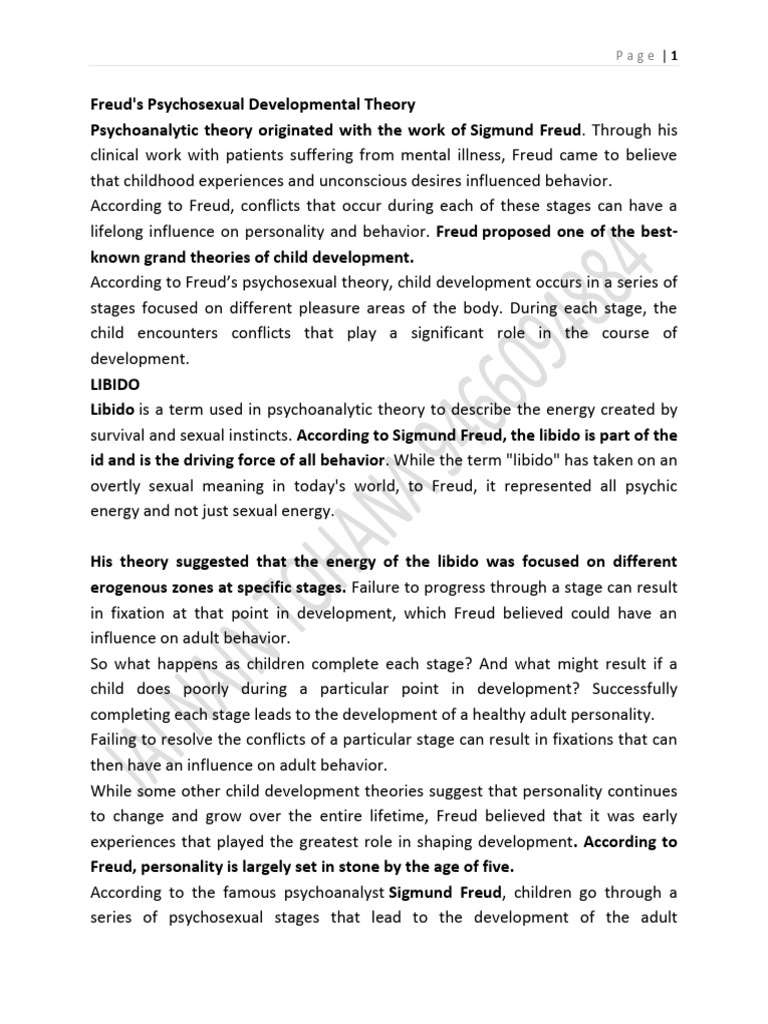 Freud's Psychosexual Development Stages | PDF | Sigmund Freud | Libido