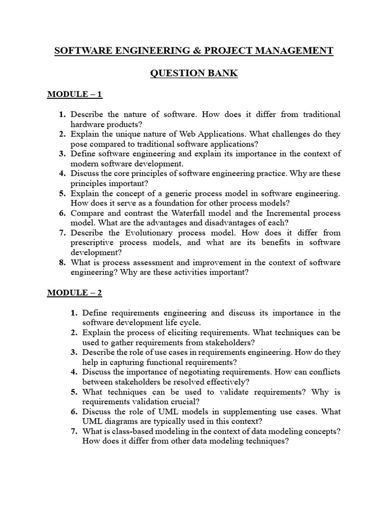 Question Bank (Module Wise) | PDF | Agile Software Development ...