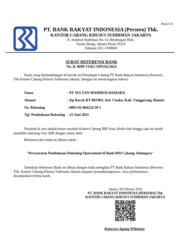 Surat Referensi Nasabah BRI 2024 | PDF