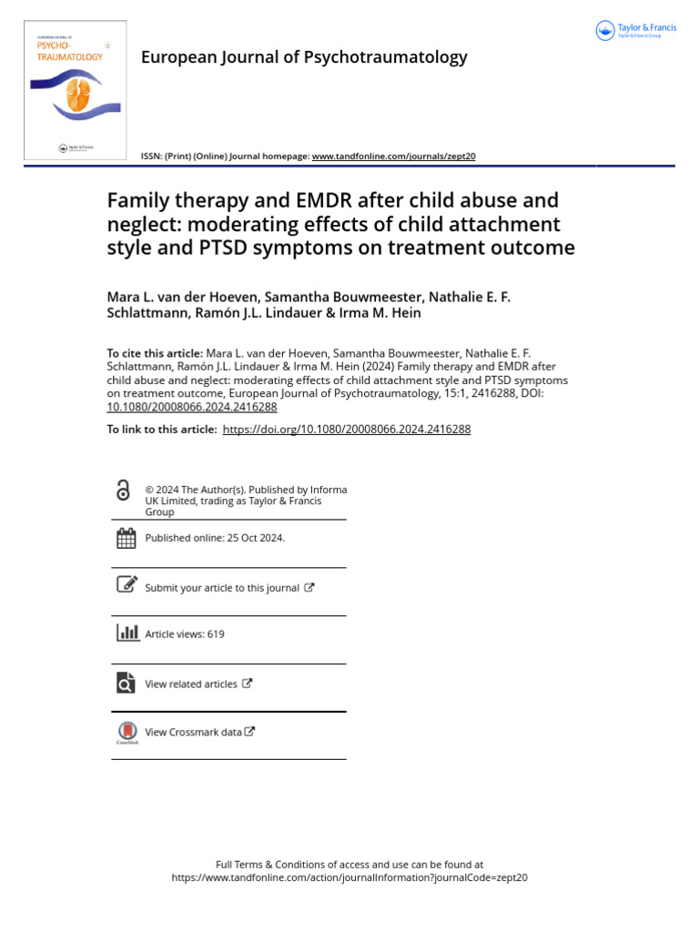 Family therapy and EMDR after child abuse and neglect moderating effects of child attachment ...