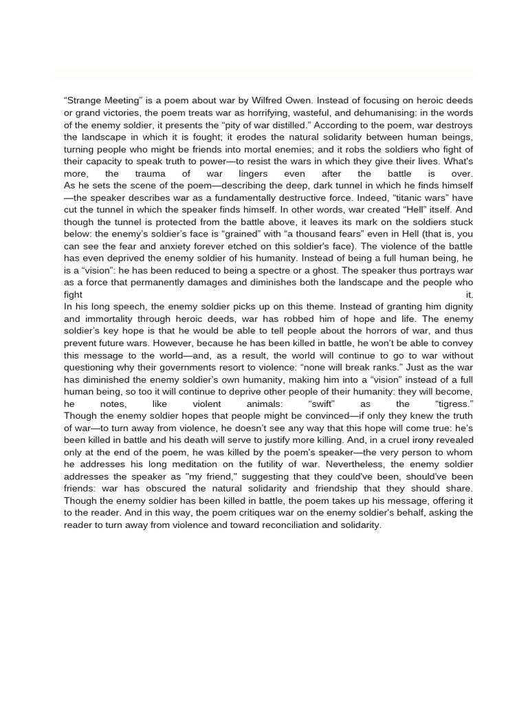 Strange Meeting | PDF