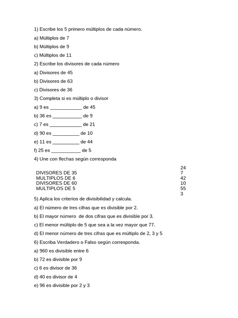 Multiplo y Divisores | PDF