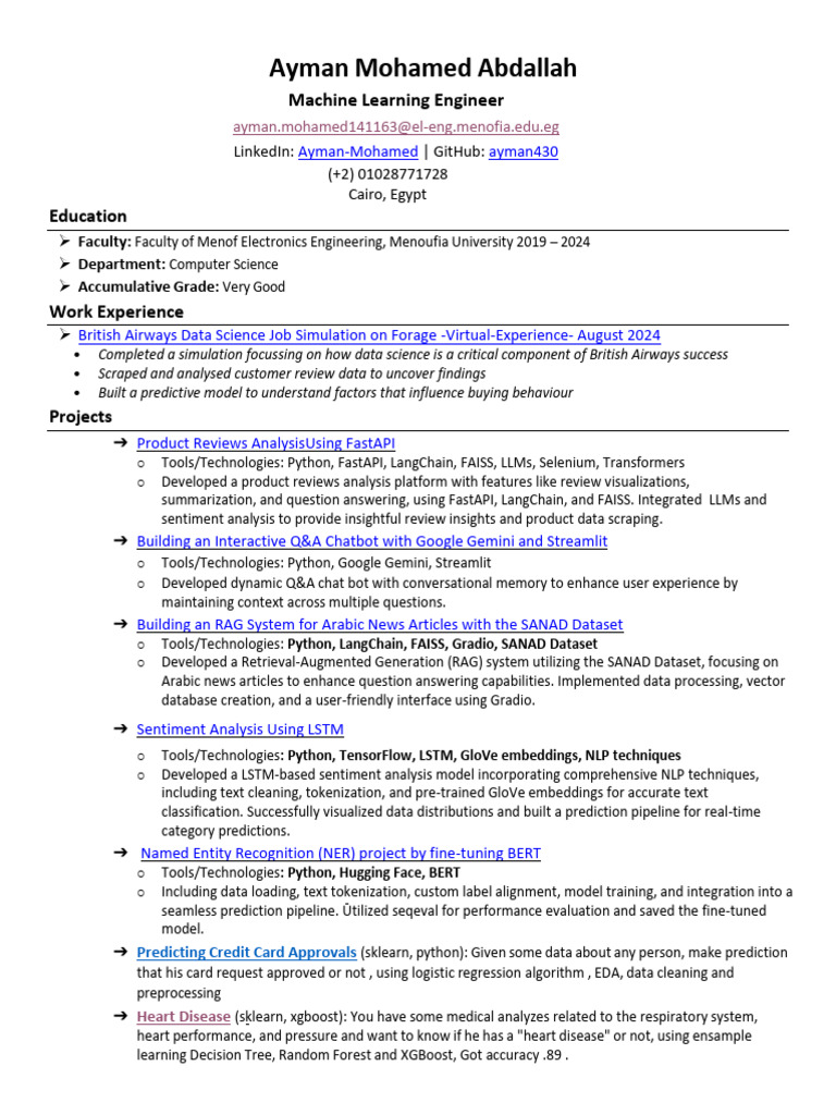 Machine Learning Resume | PDF | Machine Learning | Data Science