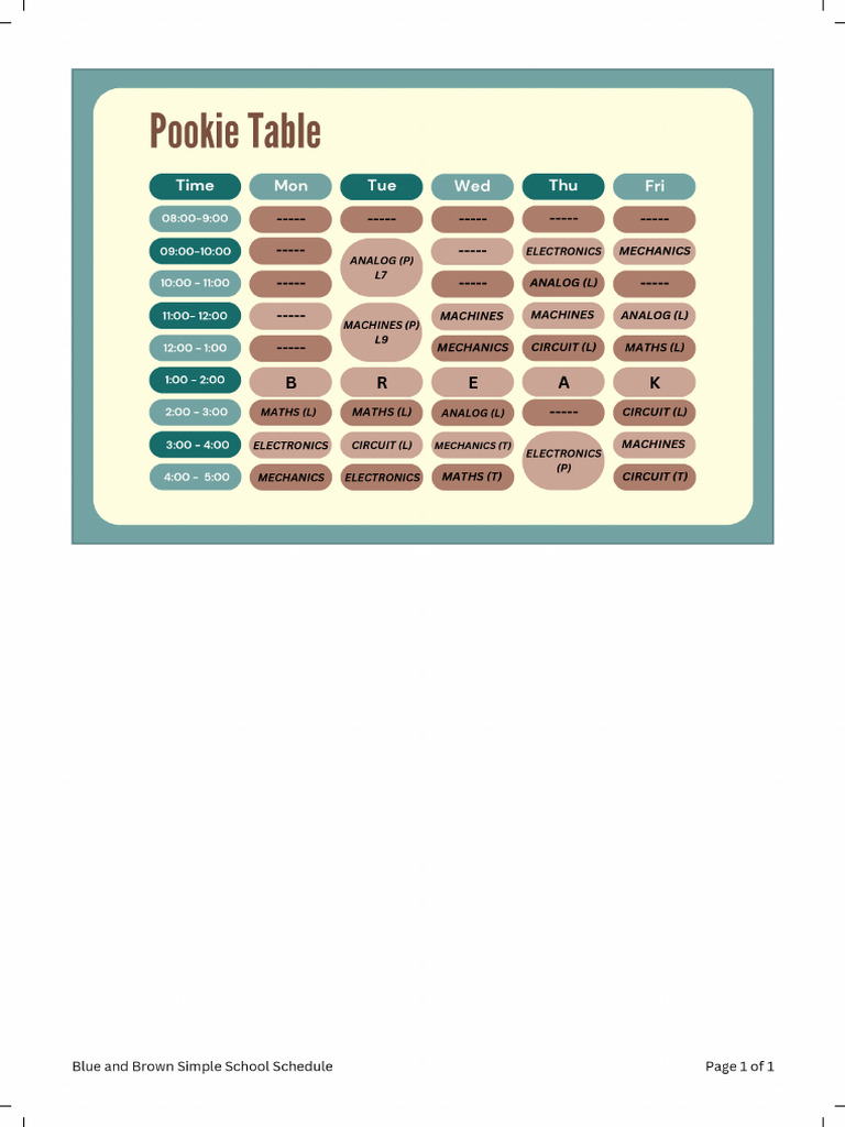 Blue and Brown Simple School Schedule | PDF
