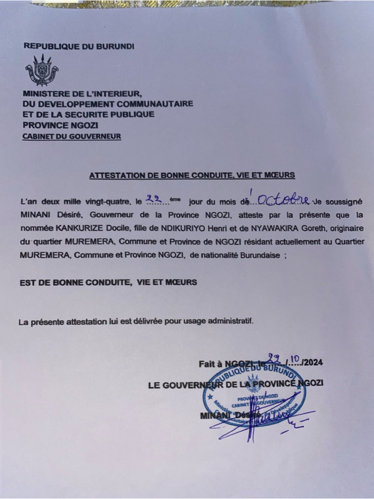 Attestation de Bonne Conduite Vie Et Moe | PDF