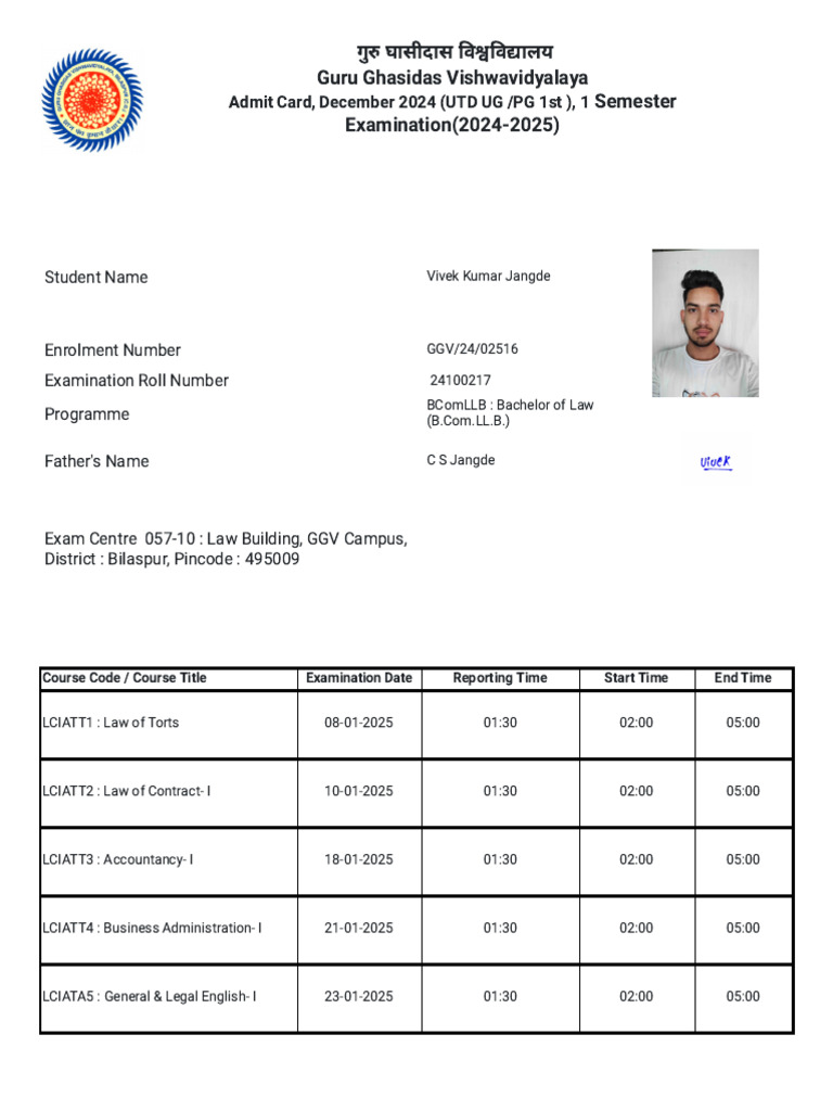 GGV - Samarth.edu - in Index - PHP Examstudent Hall-Admit-card View Id 82815 | PDF | Justice ...