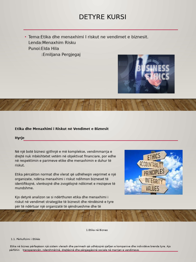 Detyre Kursi Menaxhim Rrisku | PDF