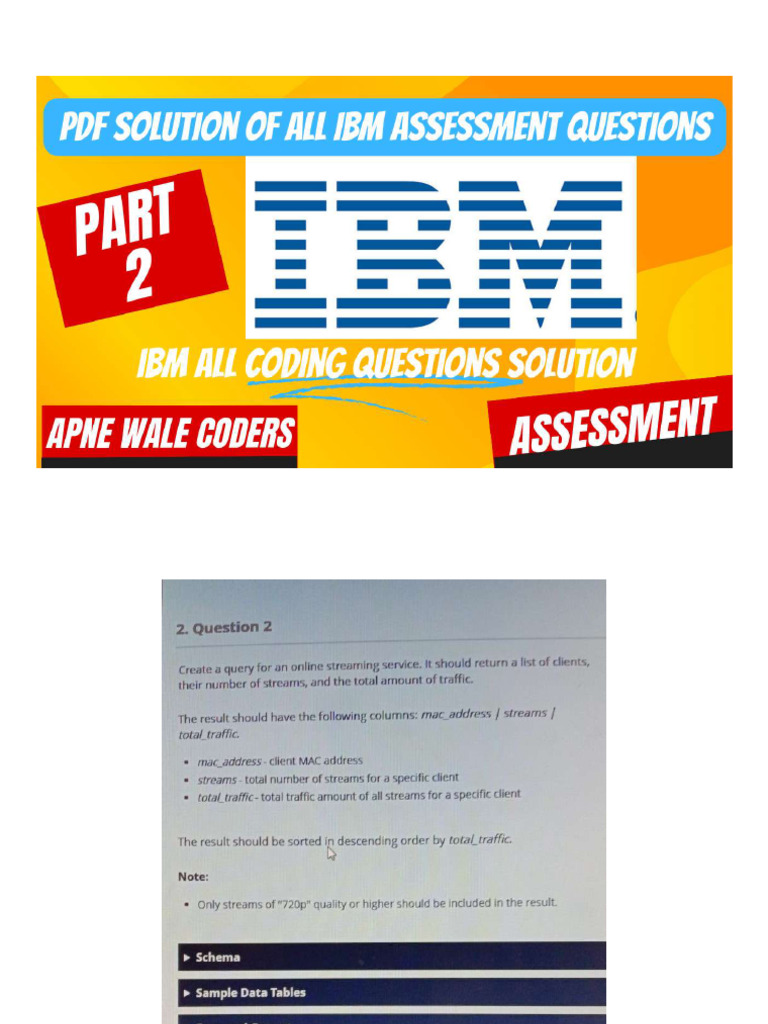 IBM Assessment SQL Questions (1) | PDF
